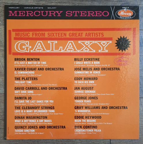 Galaxy Music From 16 Great Artists Vintage Record Vinyl 33 RPM LP ...