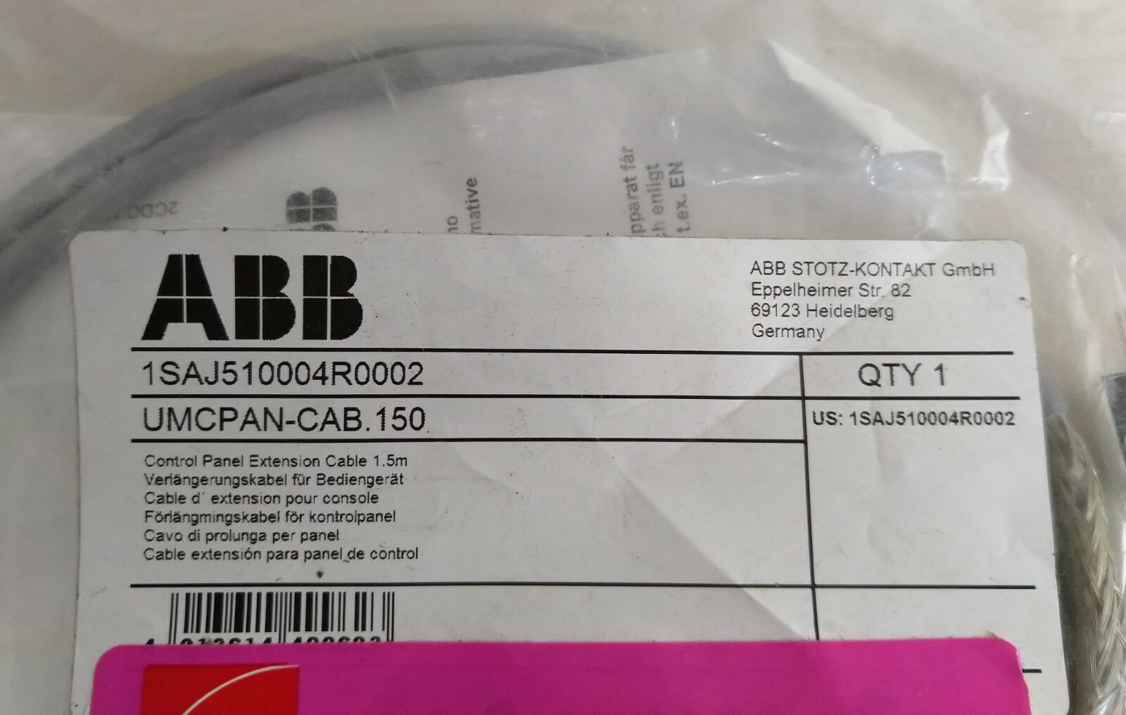 ABB 1SAJ510004R0002 UMC100 3 Control Panel Ext Cable 1 5 M | eBay