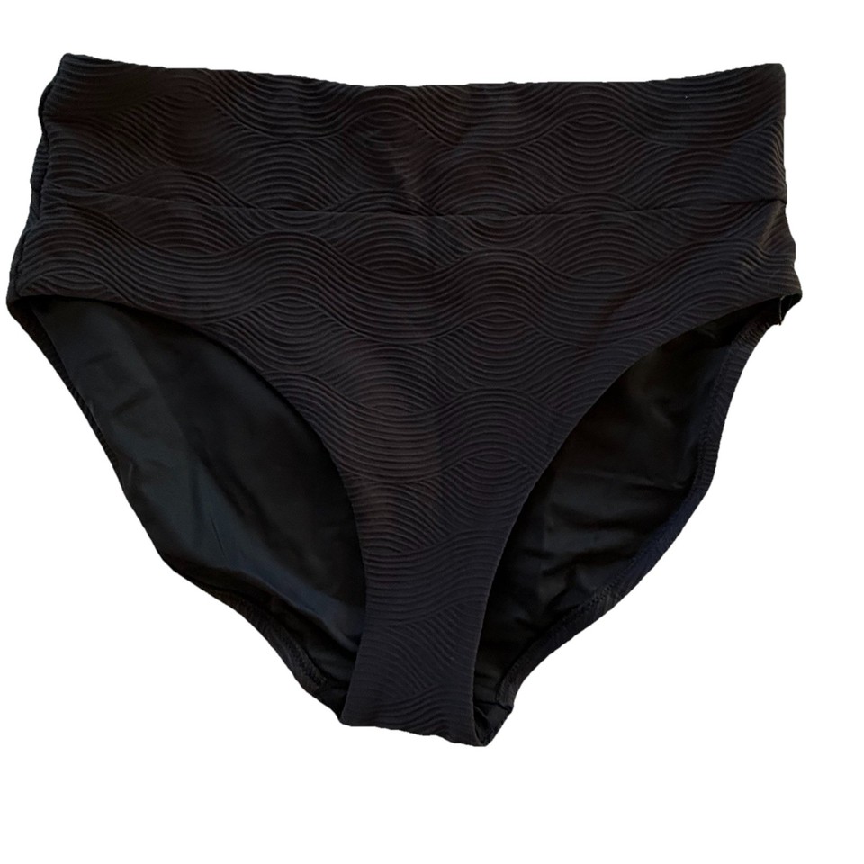 Calia High Waisted Wide Band Black Wavy Bikini Bottom Women’s Medium NWT | eBay
