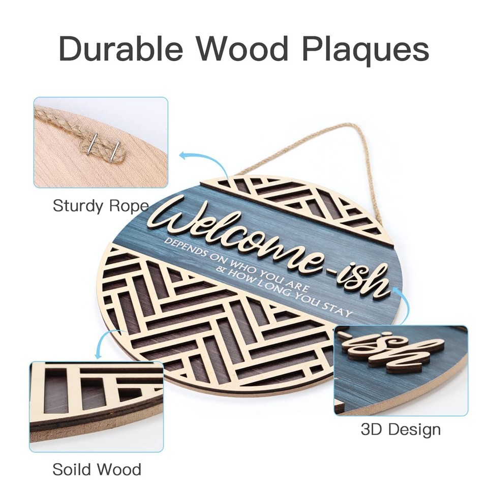 3D Welcome Hanging Sign Plaque for Front Door Wall Decor, Funny Welcome ...