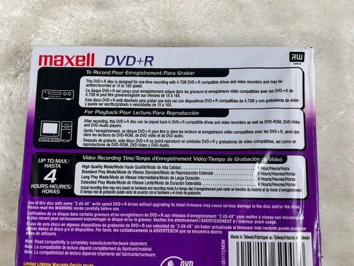 Maxwell 4.7 GB DVD+R 5 Pack pk DVD-R 120 Minutes Up To Max 16x Music ...