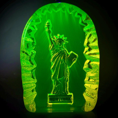 Uranium Glass Figurine Statue of Liberty Vaseline Yellow Glass Statue ...