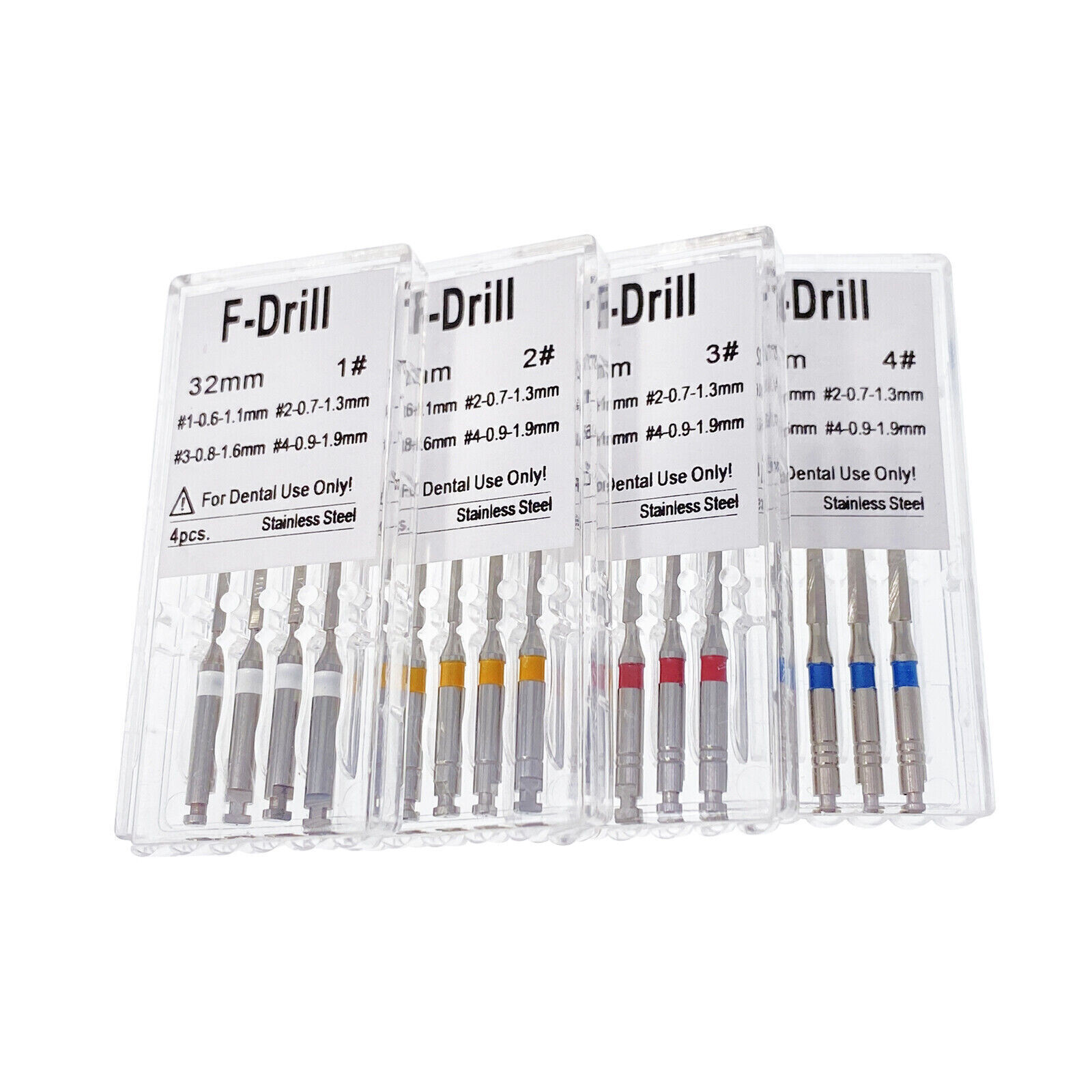 4 Box Dental Endo Root Canal Fiber Post Drills Stainless Steel 1.1+1.3 ...