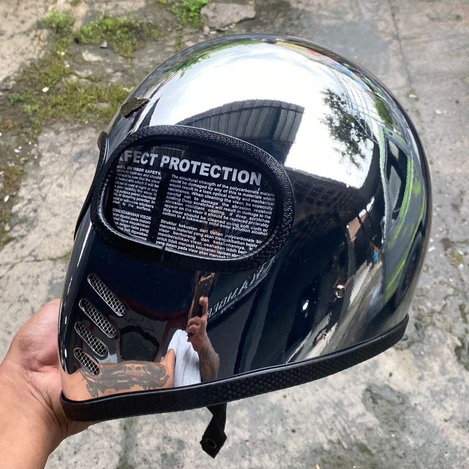 NEW BEST SELLER! CUSTOM HELMET XF-GP CHROME CAFERACER BOBBER CHOPPER ...