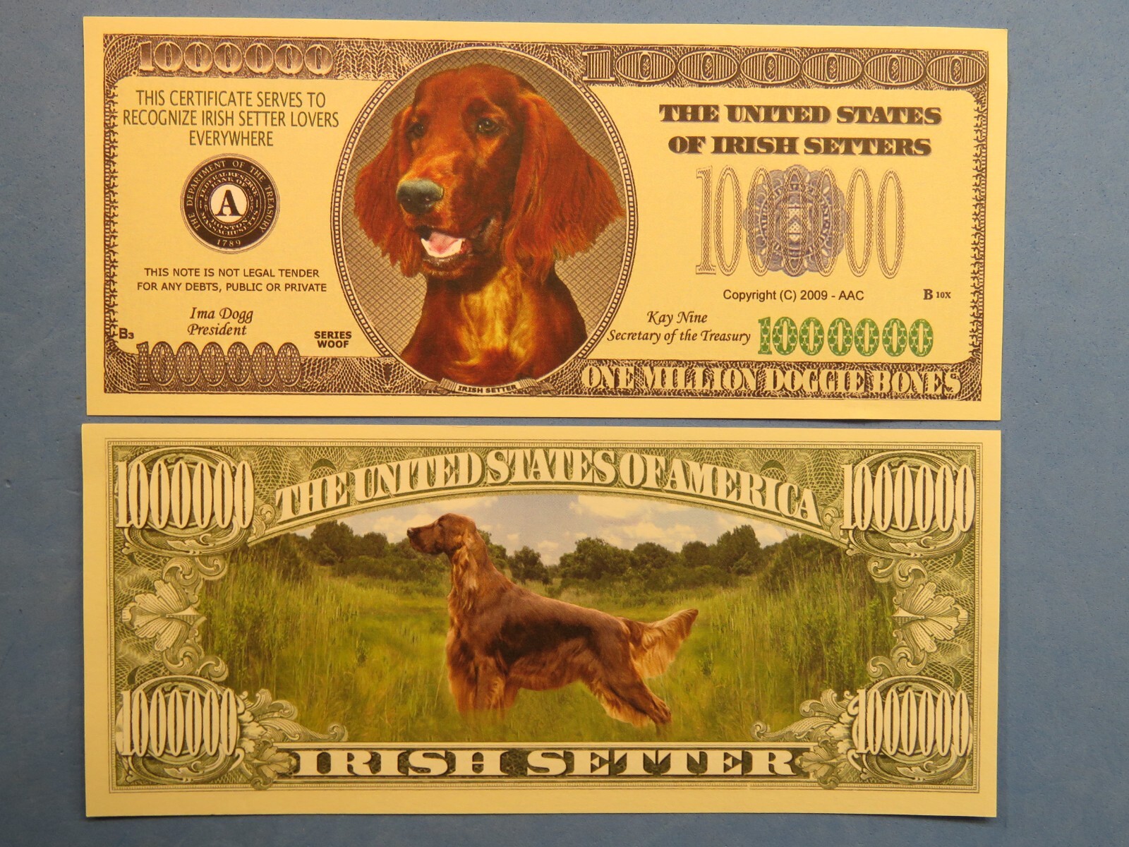 IRISH SETTERS Dog Lovers Unite ~ Kay Nine ~ $1,000,000 One Million ...