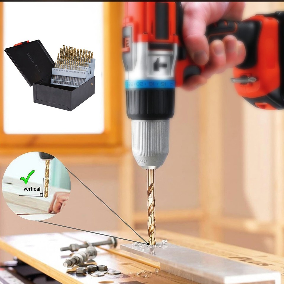 60Pcs Heavy Duty Drill Bit Sets, HSS Titanium Multi Drill Bits Twist ...