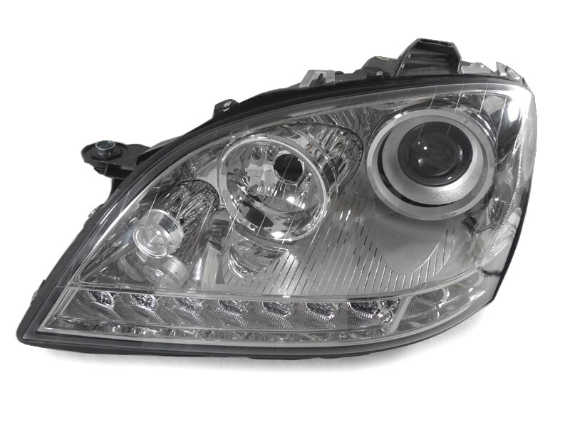 Euro Chrome Housing LED Strip Projector Headlight for 06-08 Mercedes ML ...