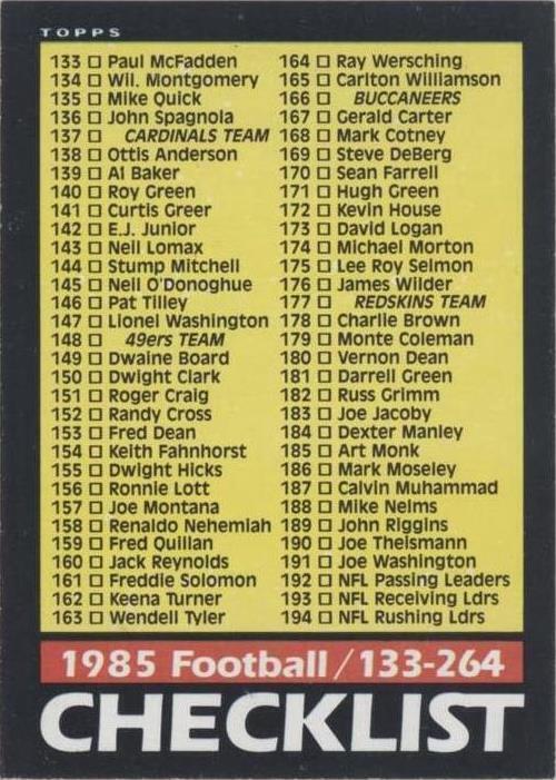 1985 Topps - Checklist 133-264 #395 for sale online | eBay