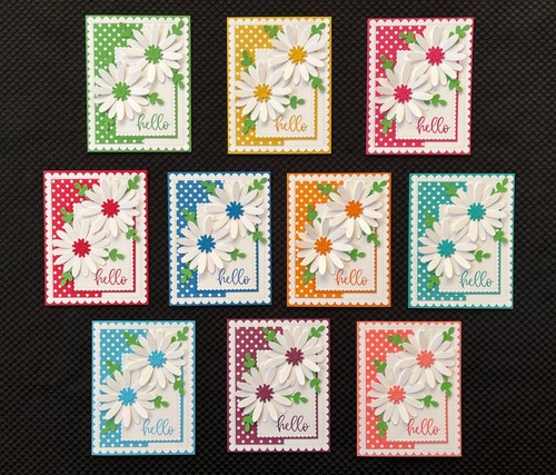 10 Handmade Bright Cheery Polka Dots & Daisy Hello greeting cards ...