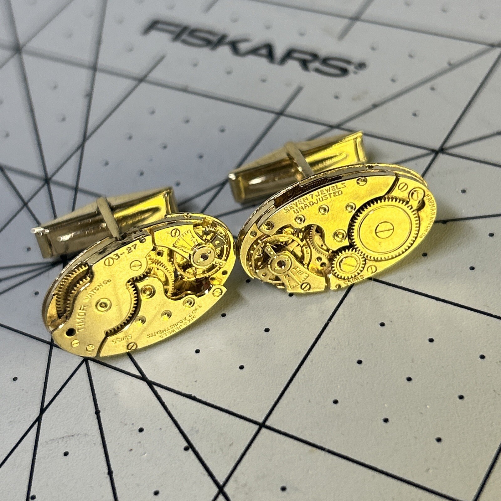 Vintage TIMOR Swiss Made Watch Movement Gold Cufflink… - Gem