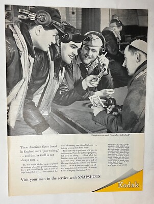 1944 Kodak Print Ad WW2 Buy More War Bonds American Flyers Somewhere In ...