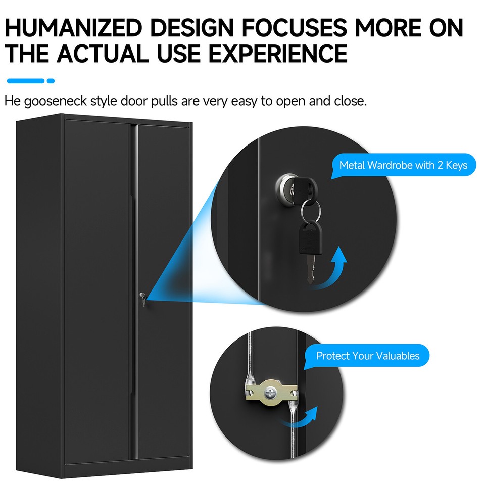 Metal Wardrobe Cabinet with Lock,Clothing Locker Storage Cabinet 2Door ...