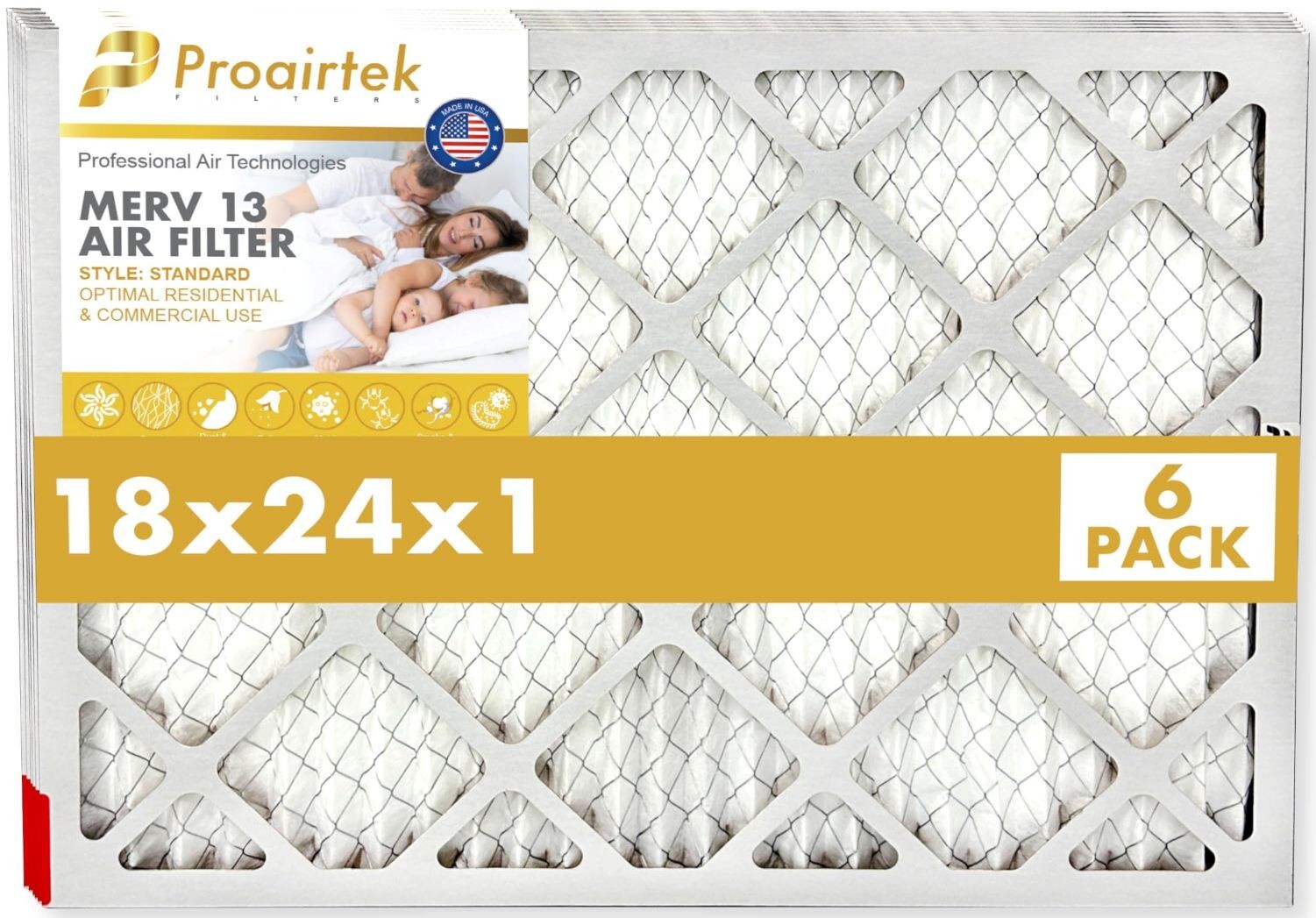 Proairtek AF18241M13SWH Model MERV13 18x24x1 Air Filters (Pack of 6) | eBay