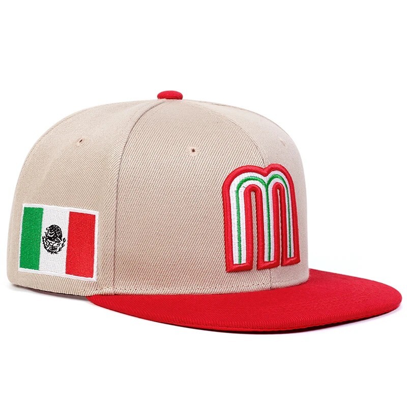 Mexico Baseball Cap Letter M With Embroidered Flag Flat Brim Snapback ...