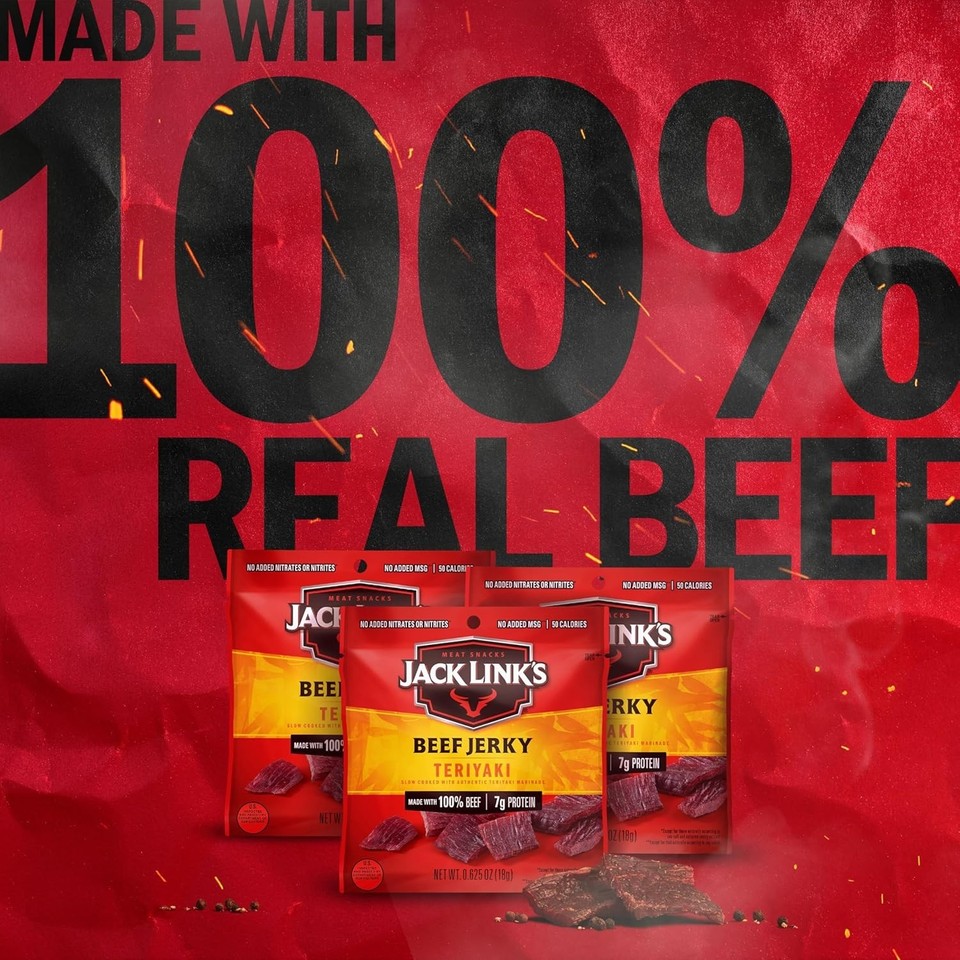 Jack Link's Beef Jerky, Teriyaki, Multipack Bags - Flavorful Meat ...