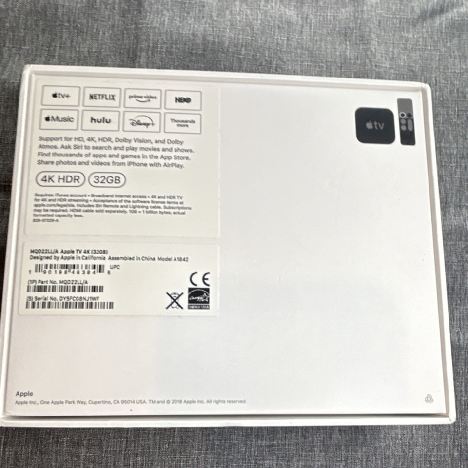 BOX - Apple TV 4K 32GB HDR Dolby Vision Atmos Media Streamer Model ...