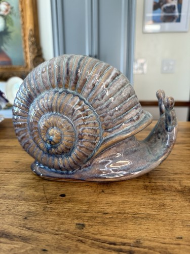 Vintage Pottery Blue Snail Decor | eBay