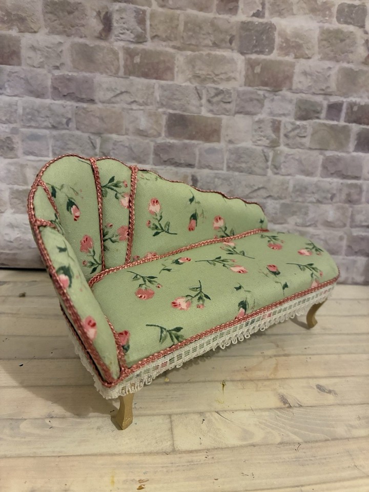 Dolls House 1/12 Scale Miniature Artisan Scallop Shaped Chaise Longue ...