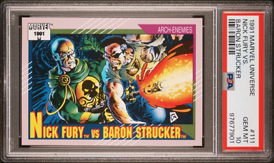 1991 MARVEL UNIVERSE NICK FURY VS BARON STRUCKER #111 PSA 10 GEM MINT ...