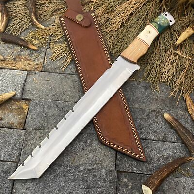 SHARDBLADE Custom made D2 Steel Hunting Big Machate Tanto Bowie Knife W ...