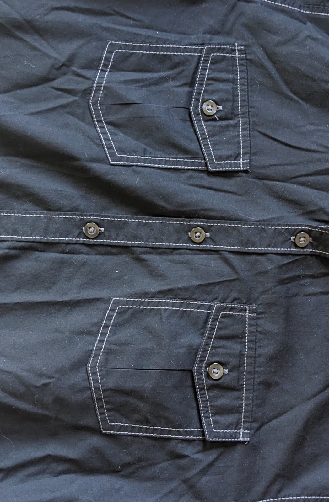 Men Michael Brandon Button Up Shirt Jet Black Pockets Fit Short Sleeve ...