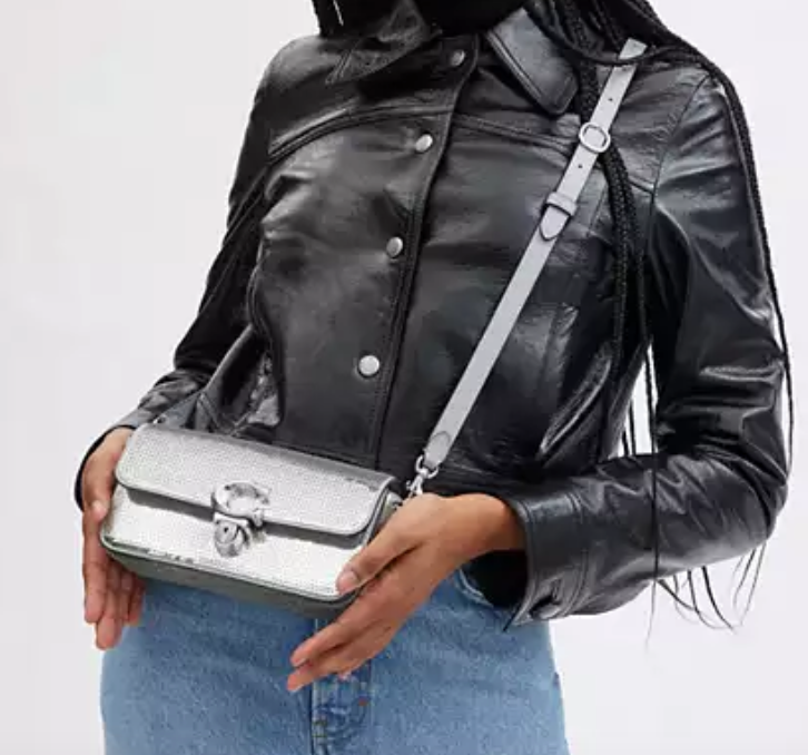 NEW $425 COACH Studio Baguette Shiny Sequin Shoulder Crossbody Bag In ...