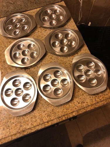 HELLER DESIGNS MID CENTURY MODERN 18-8 STAINLESS(7) ESCARGOT PANS/DISH ...