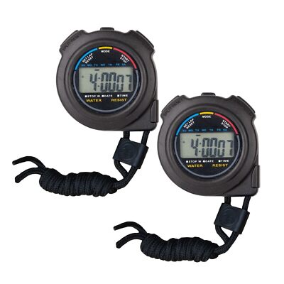 2x Watch Digital Chronograph Handheld Stop Sports Counter StopWatch ...