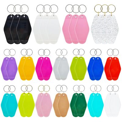40pcs Blank Hotel Keychains Bulk Vintage Motel Keychain Vinyl Keychains ...