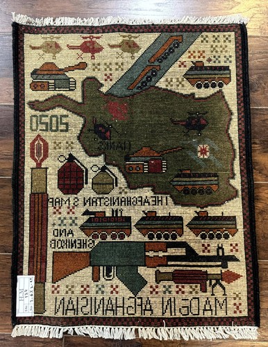 Afghan War Rug, Tanks Helicopters Guns | eBay