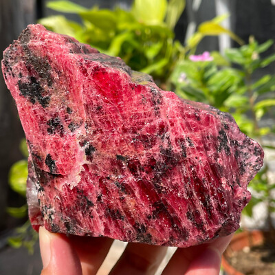 2.94lb Large Rough Stone Natural Red Black Rhodonite Quartz Crystal ...