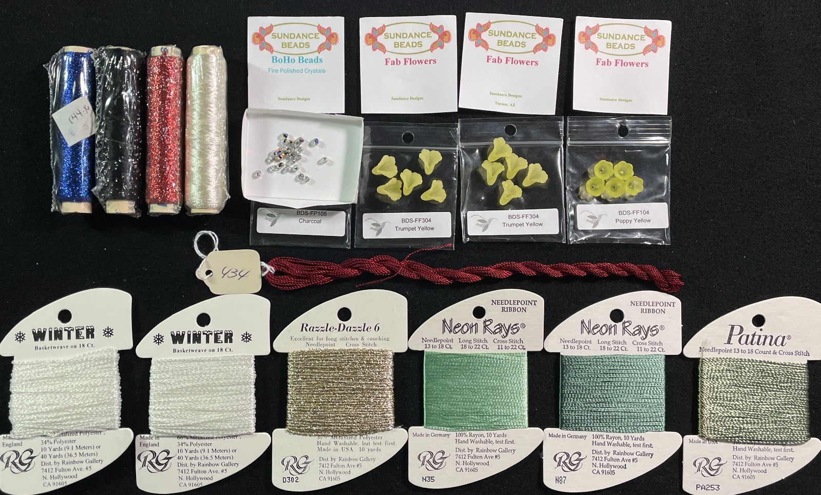 15xNeedlepoint/Embroidery THREAD YLI RibbonFloss/RG metallics+SUNDANCE ...