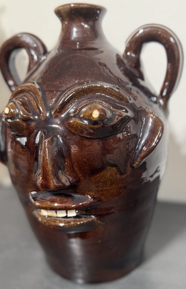 Walter Fleming - Folk Art Double Face Jug 11.5” Catawba Valley Late ...