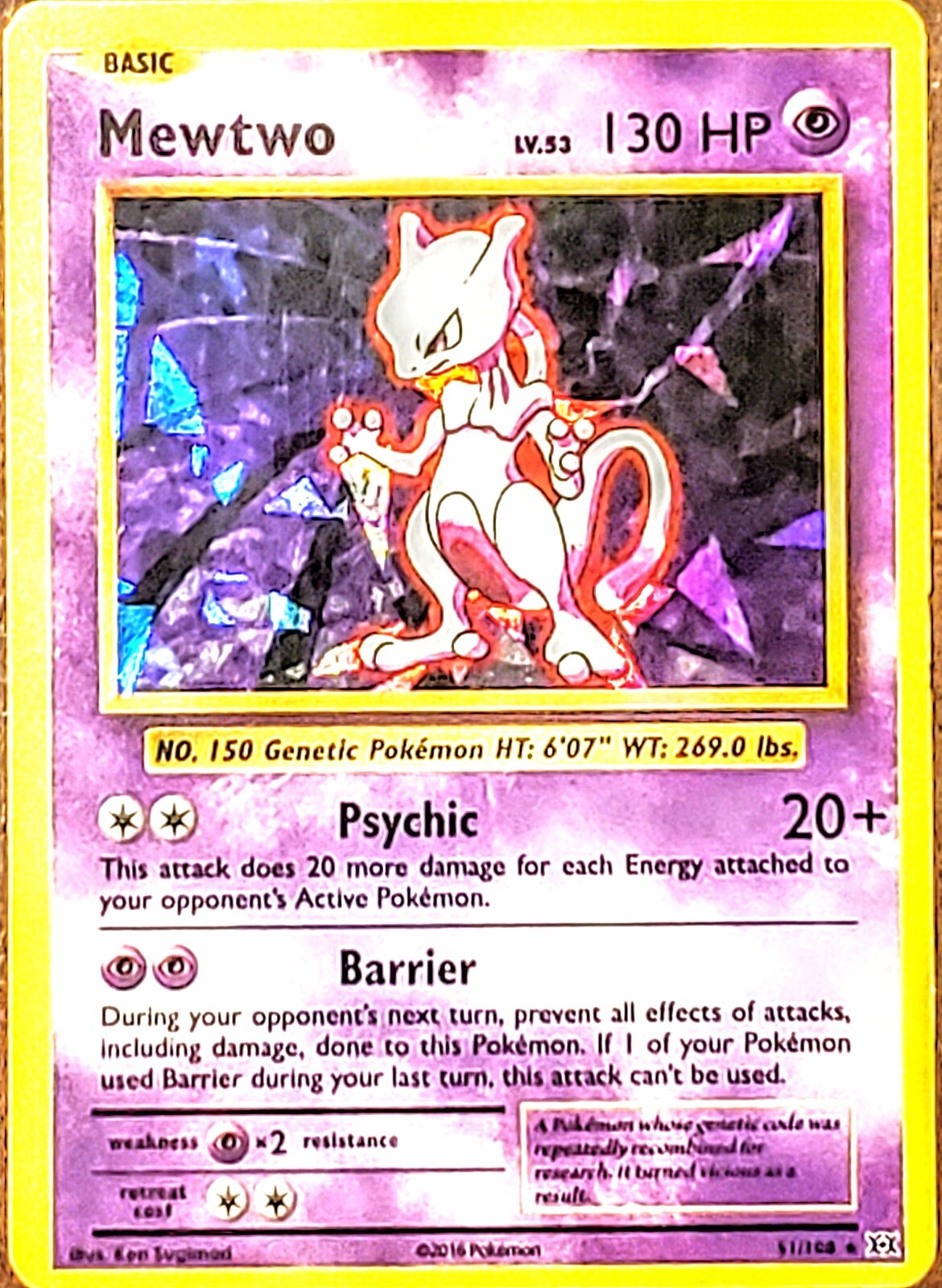 Basic Mewtwo LV.53 130 HP 51/108 2016 Cracked Ice | eBay