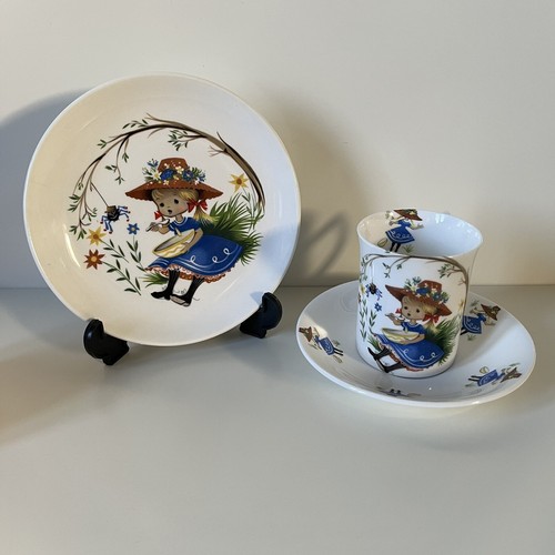 Borderland Pottery Hawick Cup Saucer Plate Trio Little Miss Muffet ...
