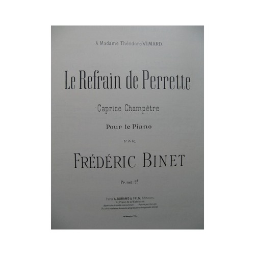 BINET Frédéric Le Refrain de Perrette Piano | eBay