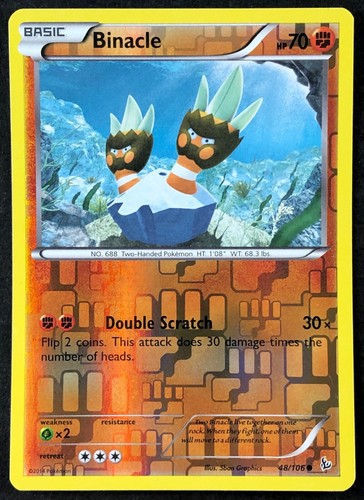 Pokemon Card Binacle Flashfire 48/106 NEAR MINT Reverse Holo Common TCG ...