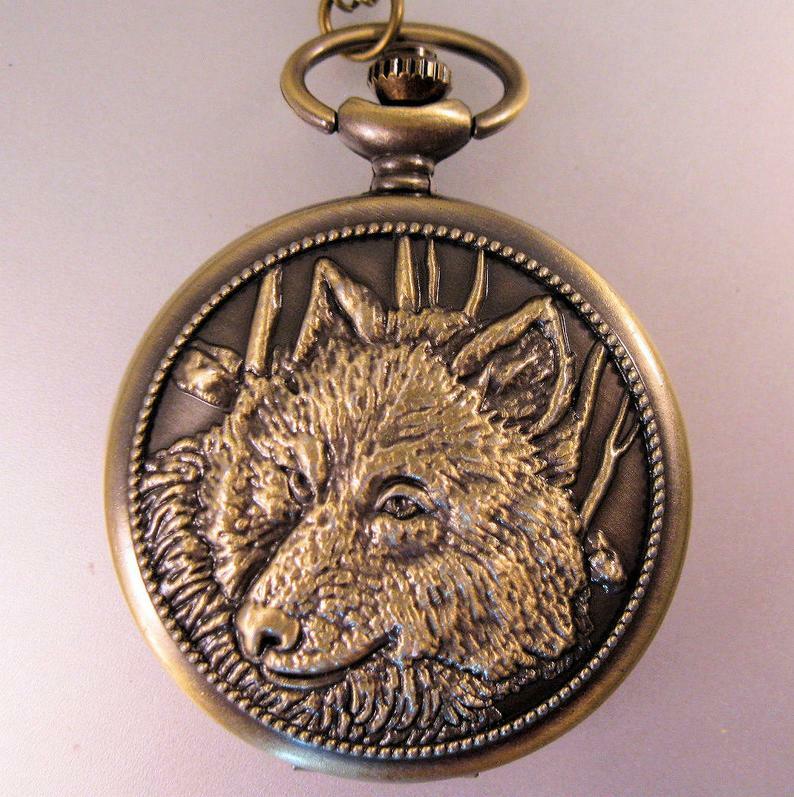 WOLF Pocket Watch w/Your Choice of Chain Vintage Style Gifts for ...