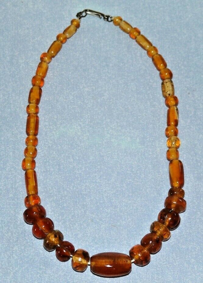 Large Graduated Amber Bead Necklace Mexican Amber Fac… - Gem