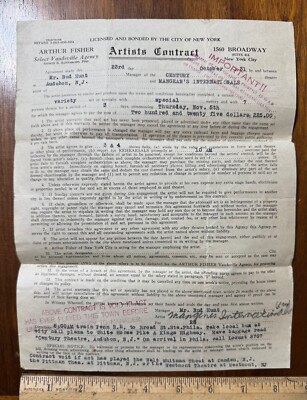 Vtg 1931 Vaudeville Artist Contract Document Theater Audubon NJ Mangean ...
