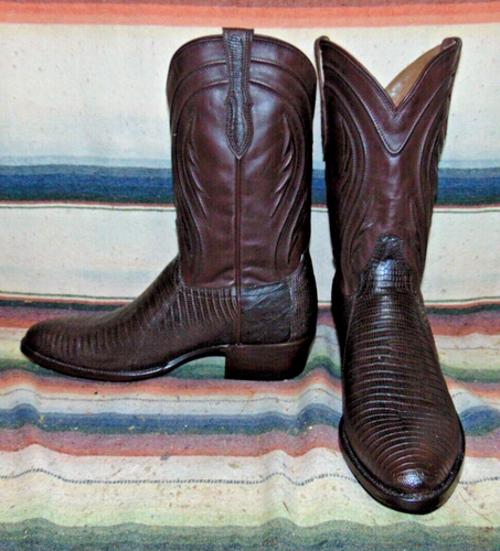 Mens Rujo The Marcus Brown Teju Lizard / Leather Cowboy Boots 12 D New ...