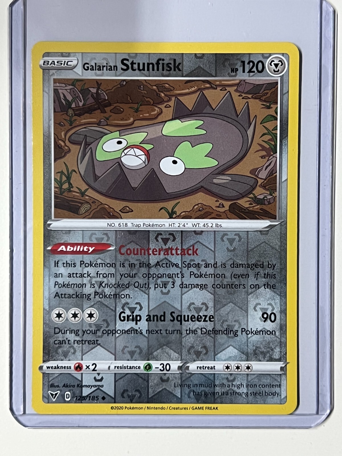 Galarian Stunfisk Reverse Holo - 125/185 - Pokémon Card Vivid Voltage ...
