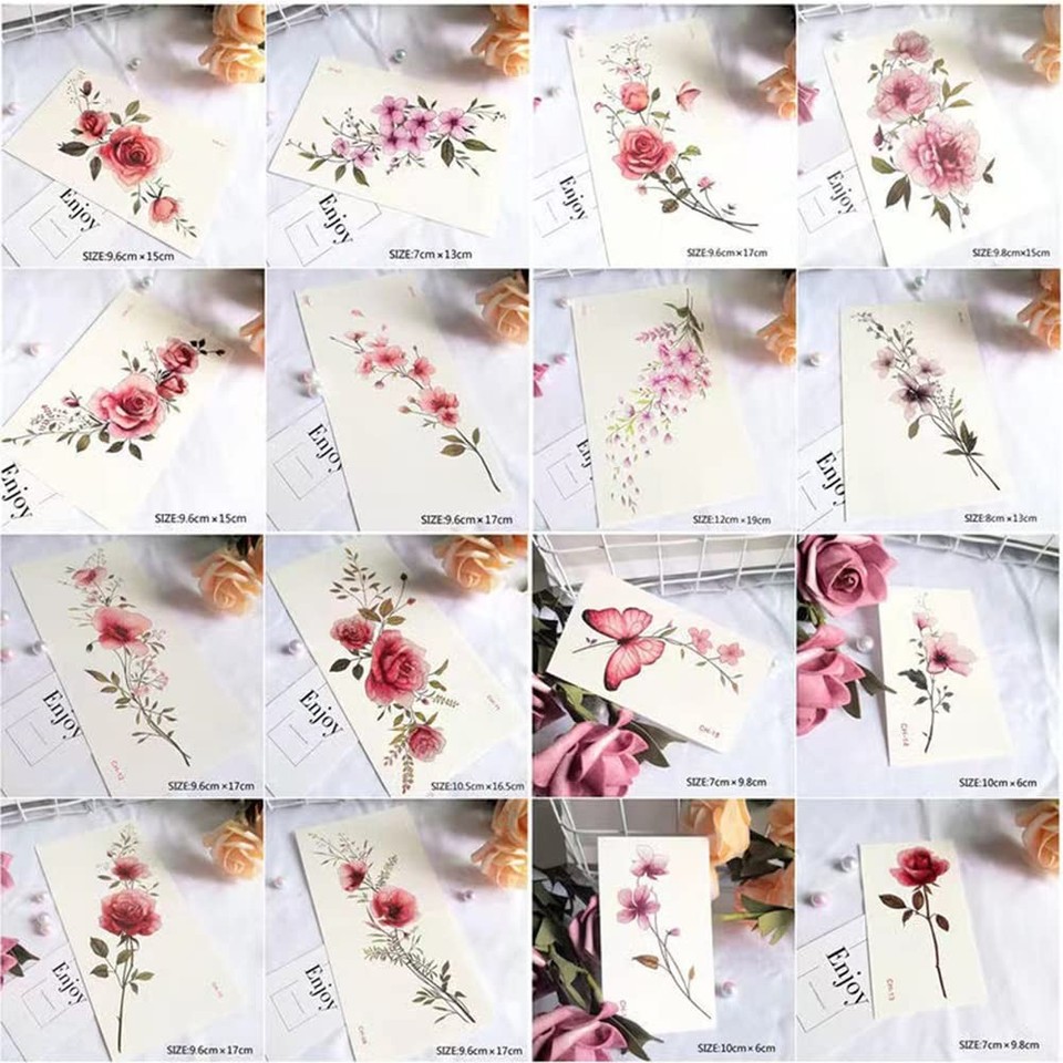Temporary Tattoo of Rose, Waterproof Colorful Temporary Tattoos Fake ...