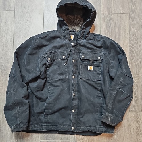 Carhartt Men's Bartlett Jacket Black XL 103826 Blk Sherpa Lined Work ...