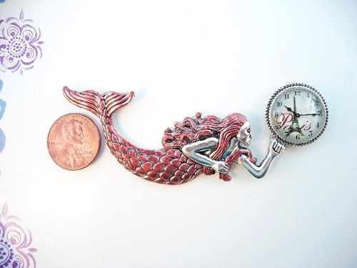 New! Art Deco Style-Mermaid Glass Dome Dollhouse Miniature Wall Clock ...