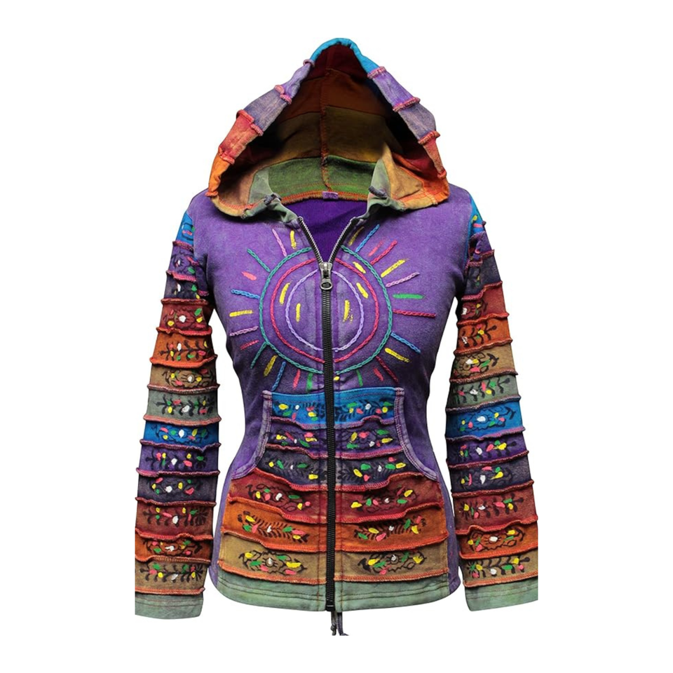 Women's Gothic Boho Sun Patchwork Faded Pixie Hippy Festival Ribs ...