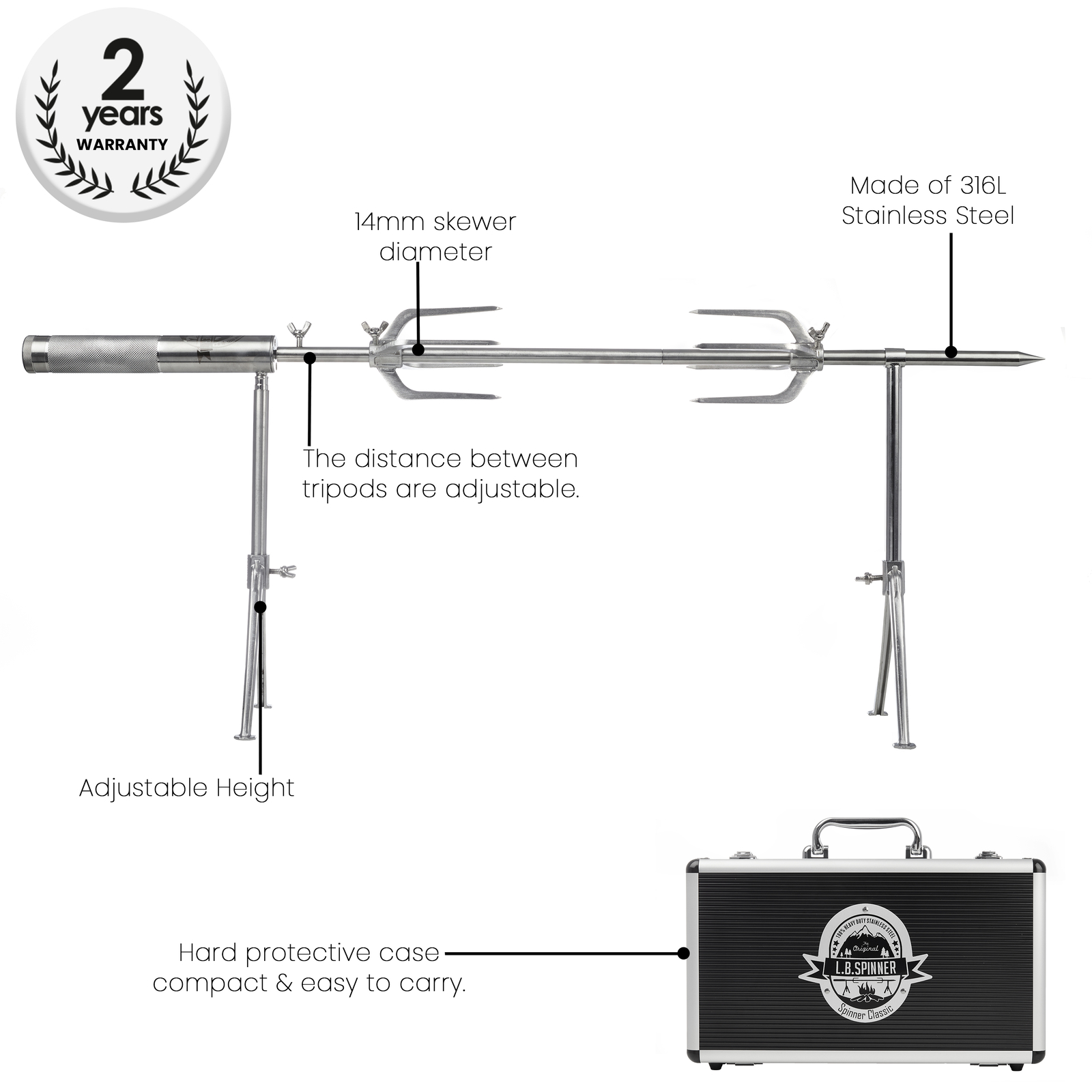 LB Spinner Classic Portable Battery Operated BBQ Spinner Rotisserie ...