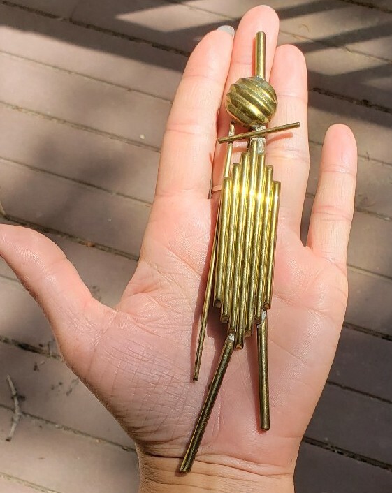 HUGE Vtg Artisan Stick Figure Gestural Voodoo Brass M… - Gem