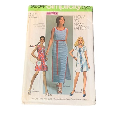 Simplicity 9234 Pattern Juniors Teens Dress in Two Lengths - uncut | eBay