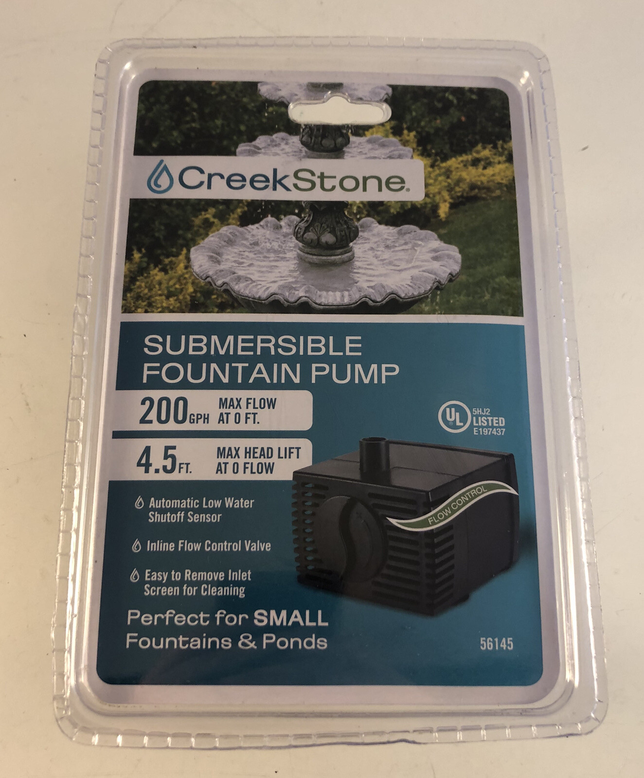 CreekStone Submersible Fountain Pump 200 GPH 4.5 ft Max Head Lift 56145 ...